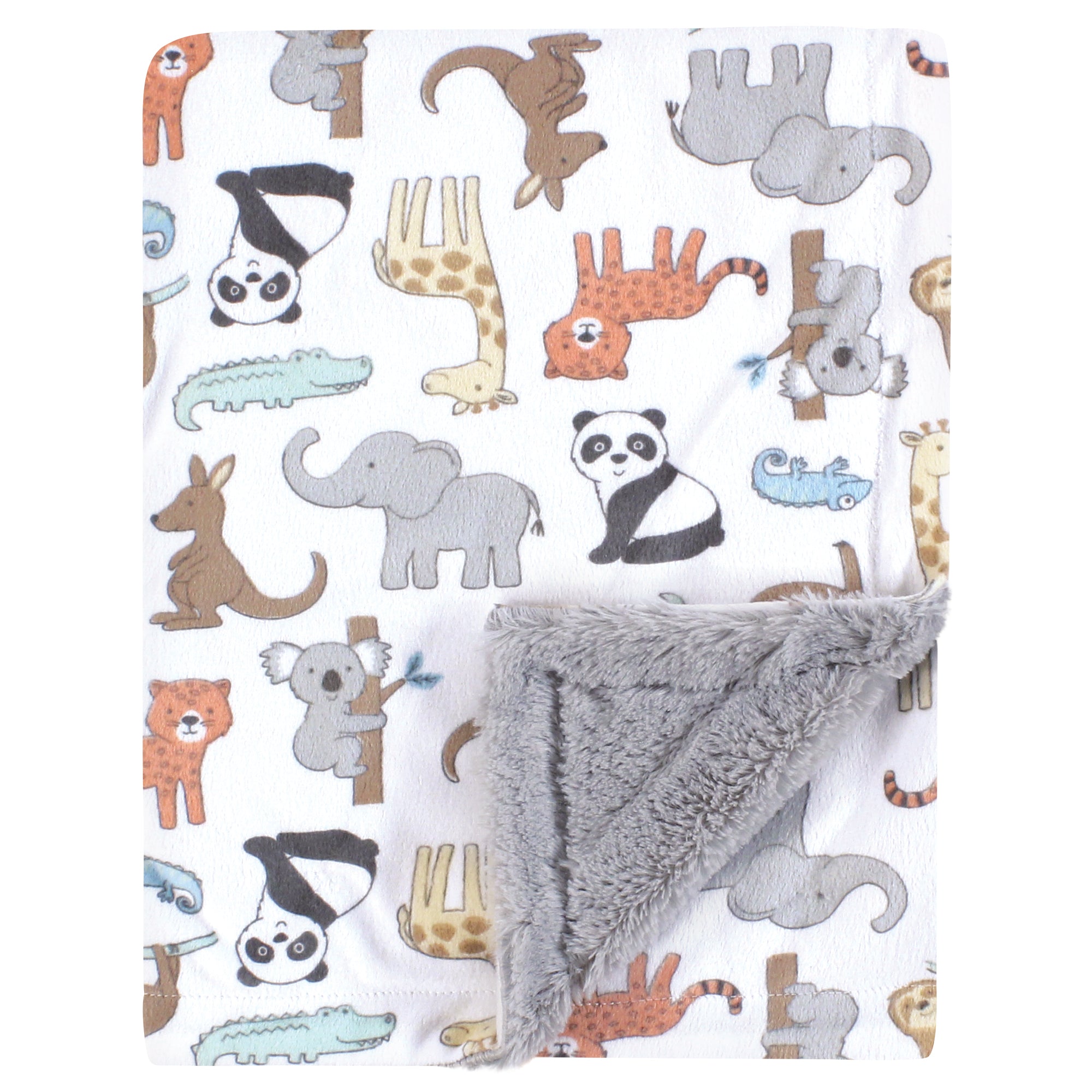Hudson Baby Plush Blanket with Furry Binding and Back, Zoo Animals ...