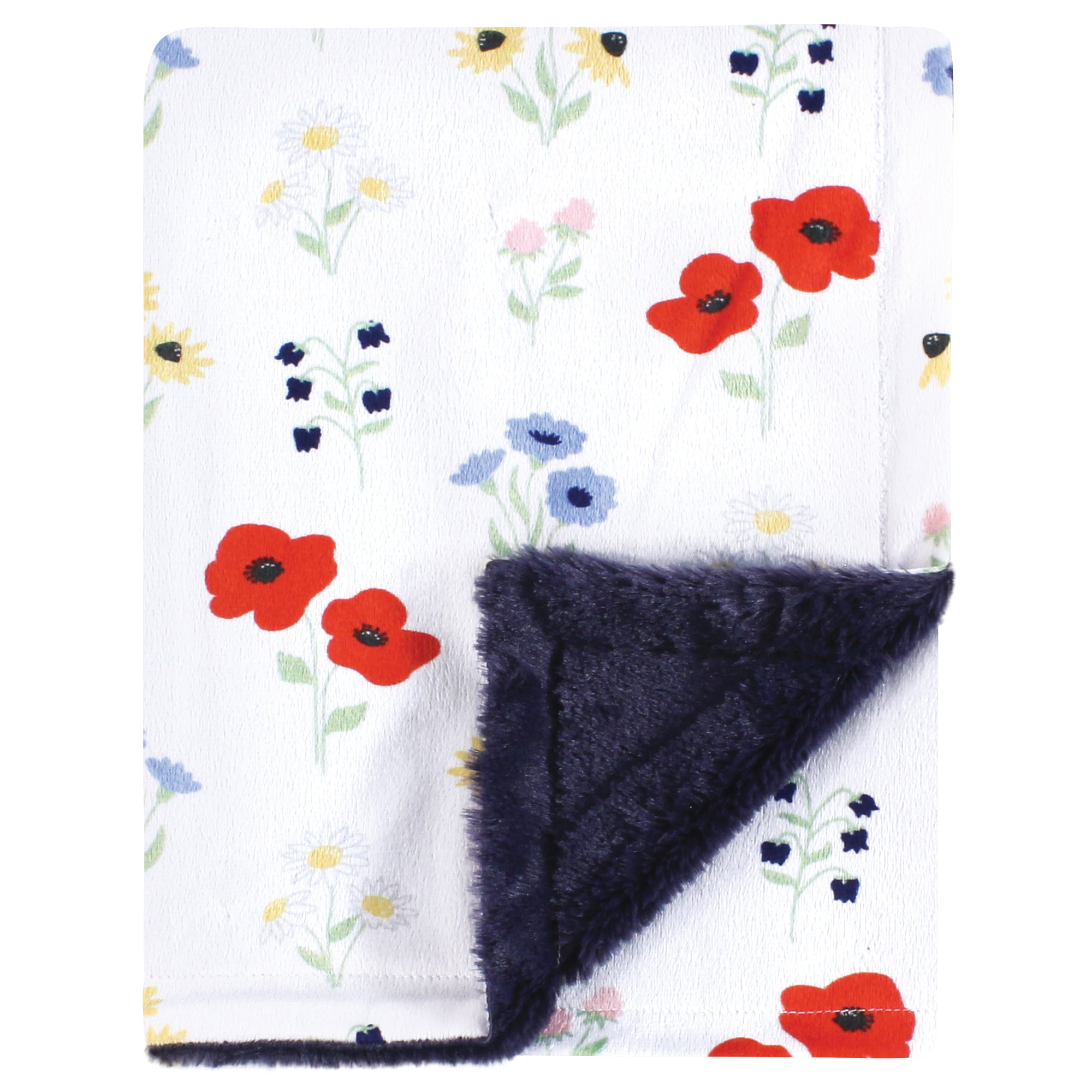 Hudson Baby Plush Blanket with Furry Binding and Back, Wildflower ...