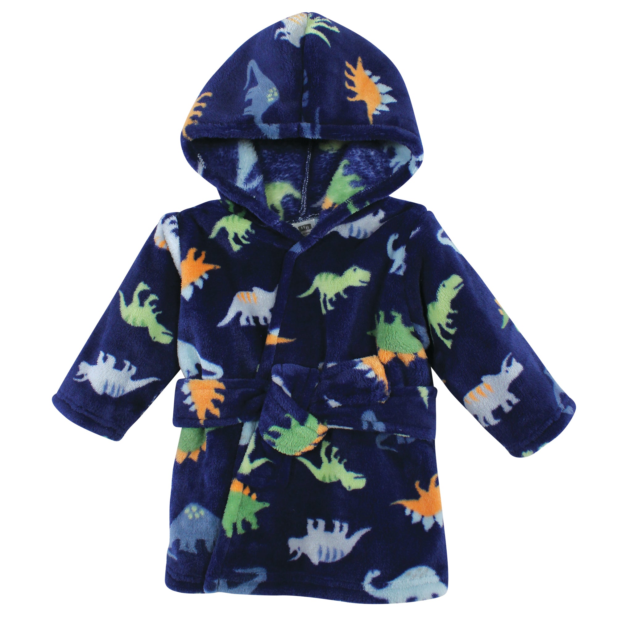 Hudson Baby Unisex Baby Plush Animal Face Bathrobe, Navy Dinosaur ...