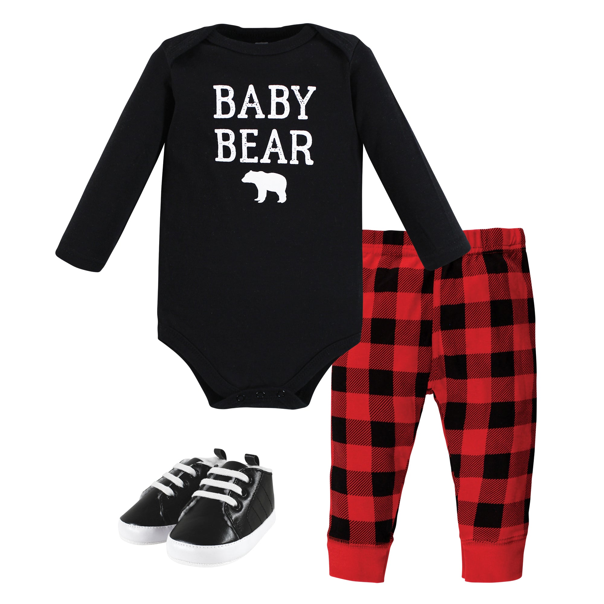 Hudson Baby Unisex Baby Cotton Bodysuit, Pant and Shoe Set, Buffalo ...