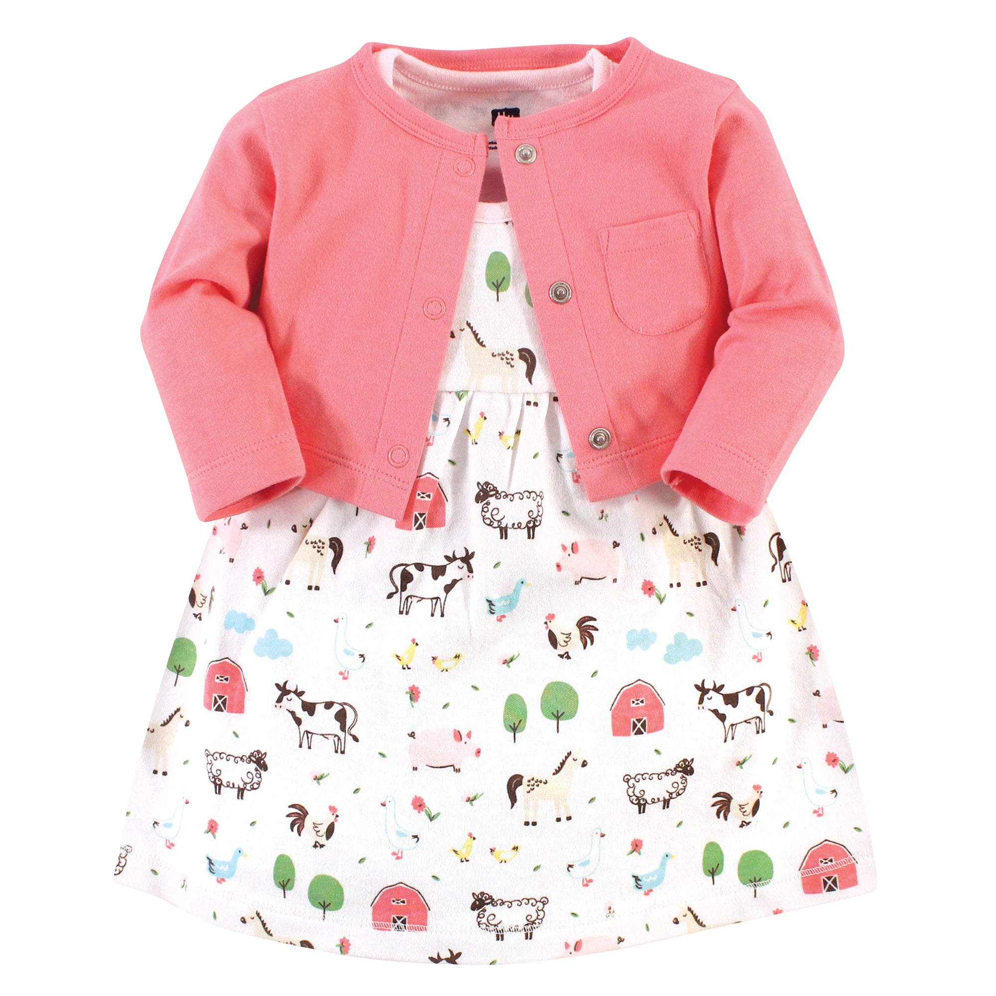 Hudson Baby Cotton Dress and Cardigan Set, Farm Animals – BabyVision Inc.